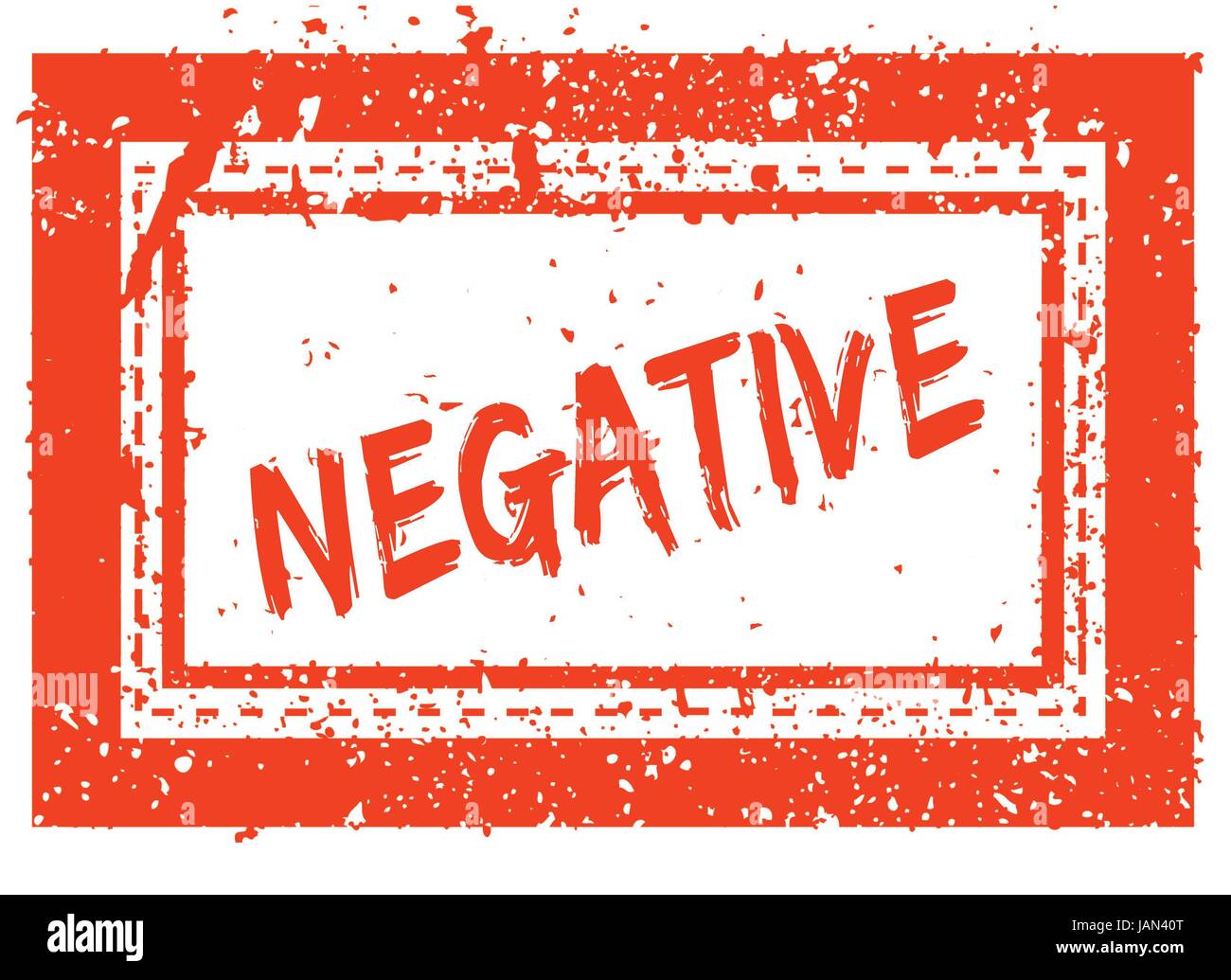 NEGATIVE on orange square frame rubber stamp with grunge texture ...