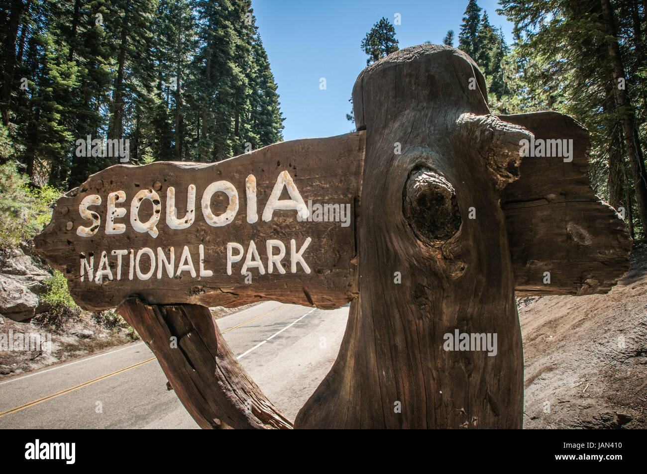 Sequoia sign entry in national park california Stock Photo - Alamy