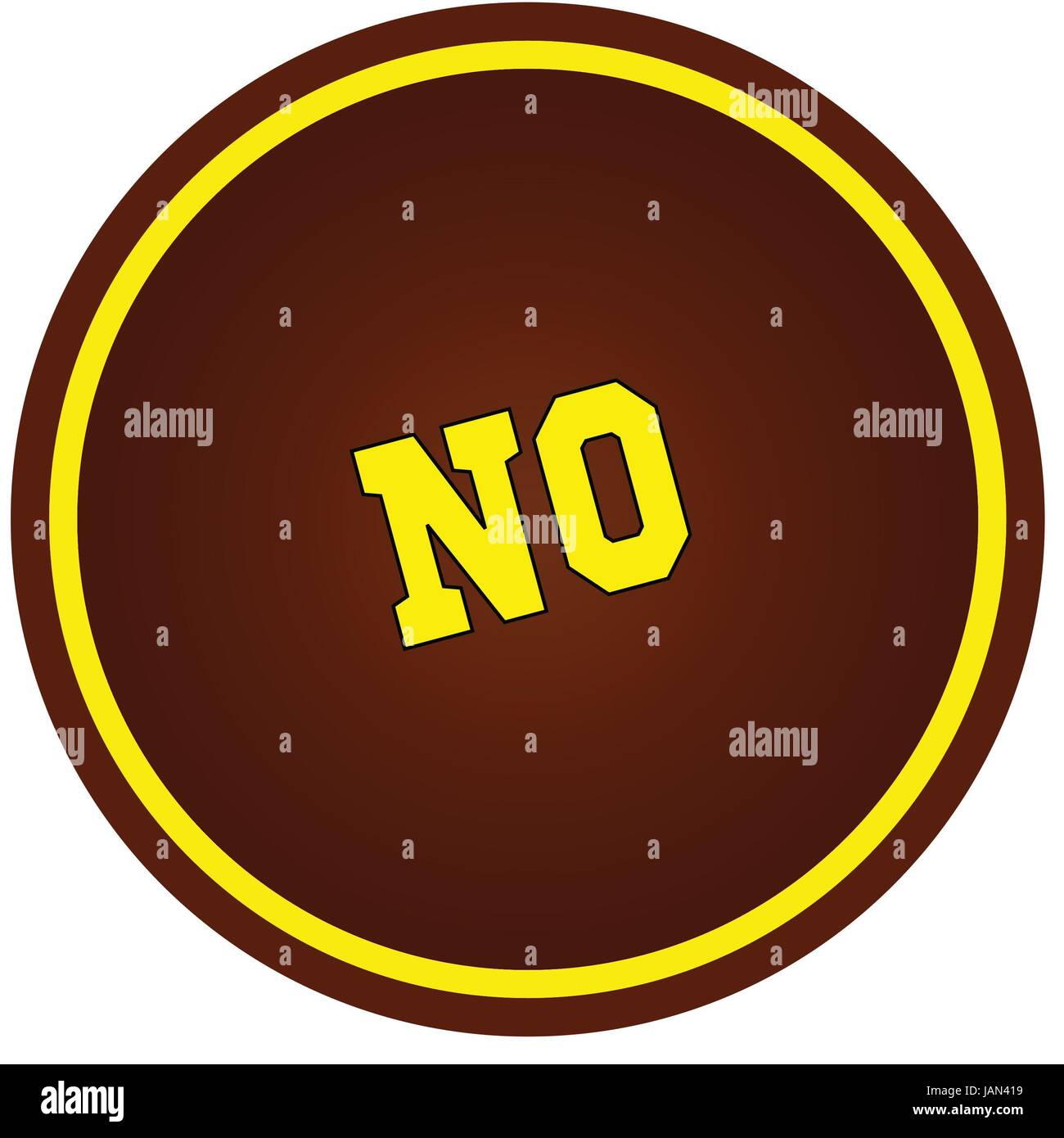 Round, brown and yellow, NO stamp on white background. Illustration ...