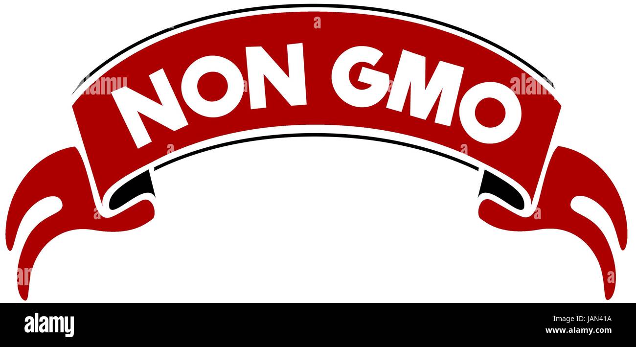 NON GMO on red band. Illustration graphic concept image Stock Photo - Alamy