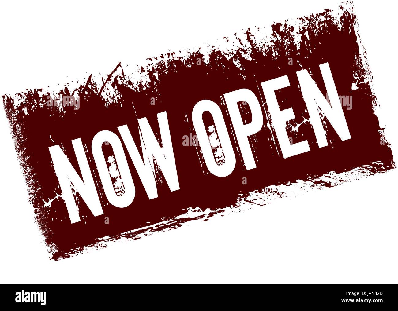 NOW OPEN on red retro distressed background. Illustration image Stock ...