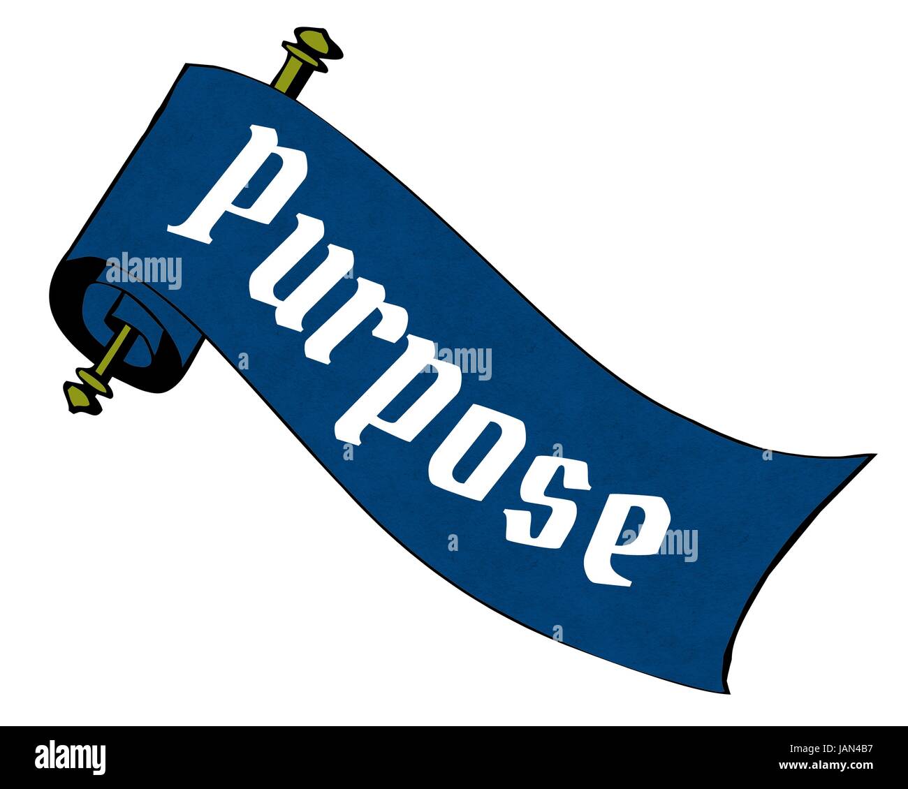 PURPOSE on blue paper scroll cartoon. Illustration image Stock Photo ...
