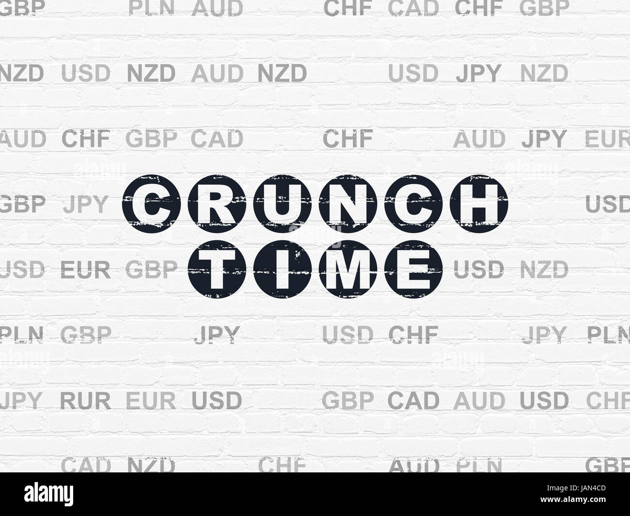Finance concept: Painted black text Crunch Time on White Brick wall ...