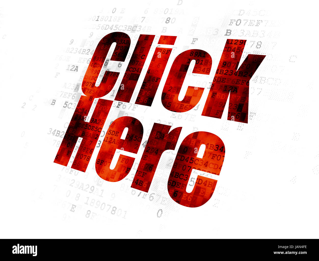 Web development concept: Pixelated red text Click Here on Digital background Stock Photo - Alamy