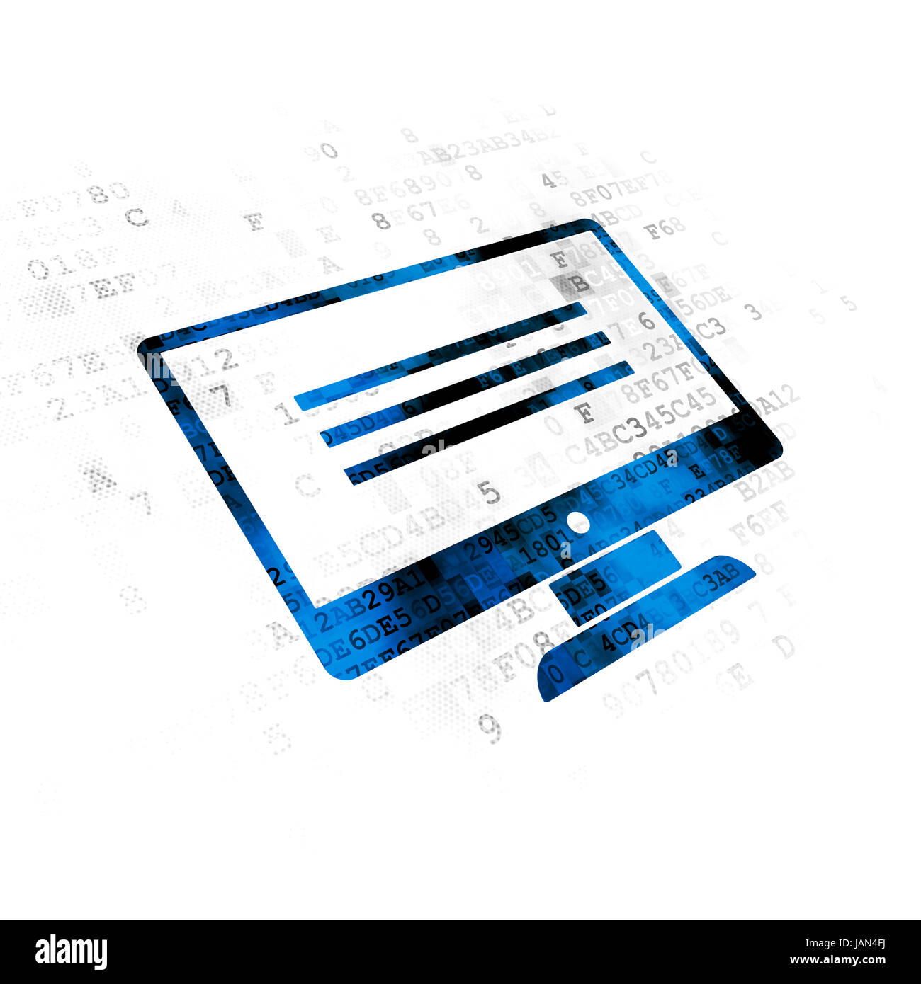 Web development concept: Pixelated blue Monitor icon on Digital ...