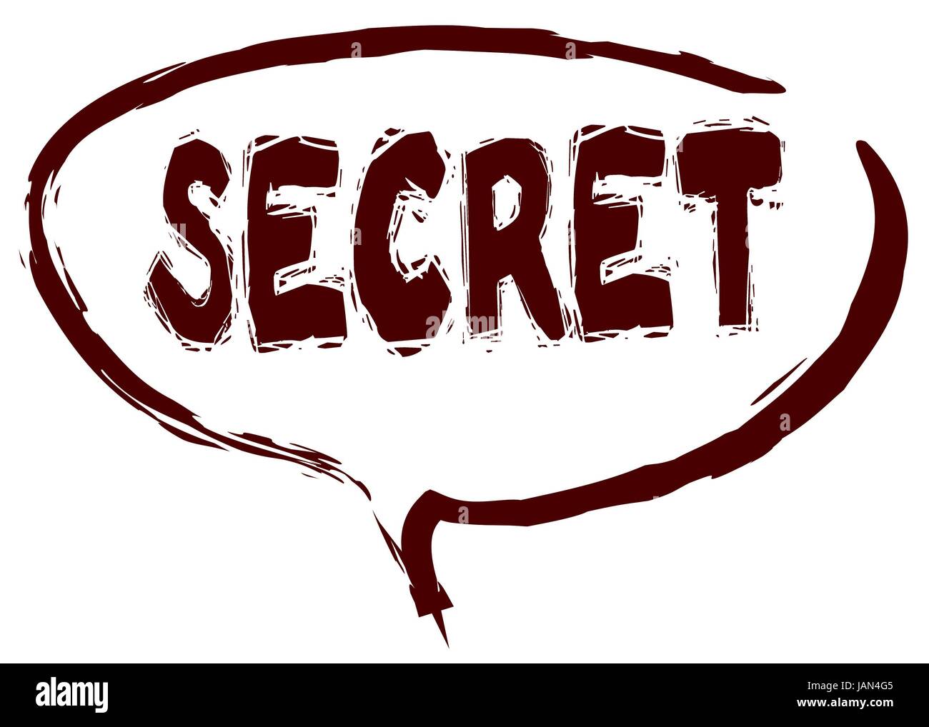 Red marker sketched speech bubble with SECRET message. Illustration ...