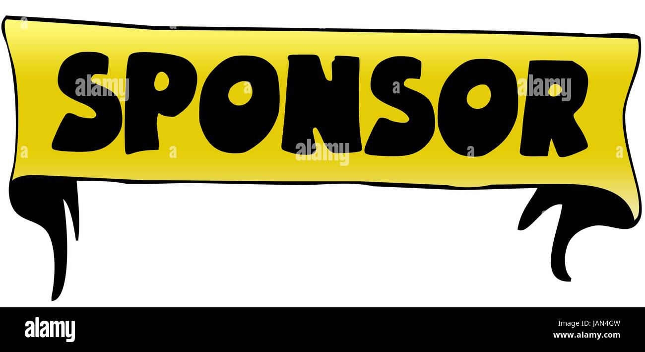 SPONSOR on yellow ribbon illustration. Graphic concept image Stock ...