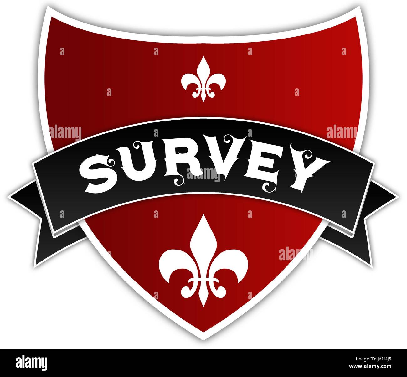 SURVEY on black ribbon above red shield. Illustration Stock Photo - Alamy