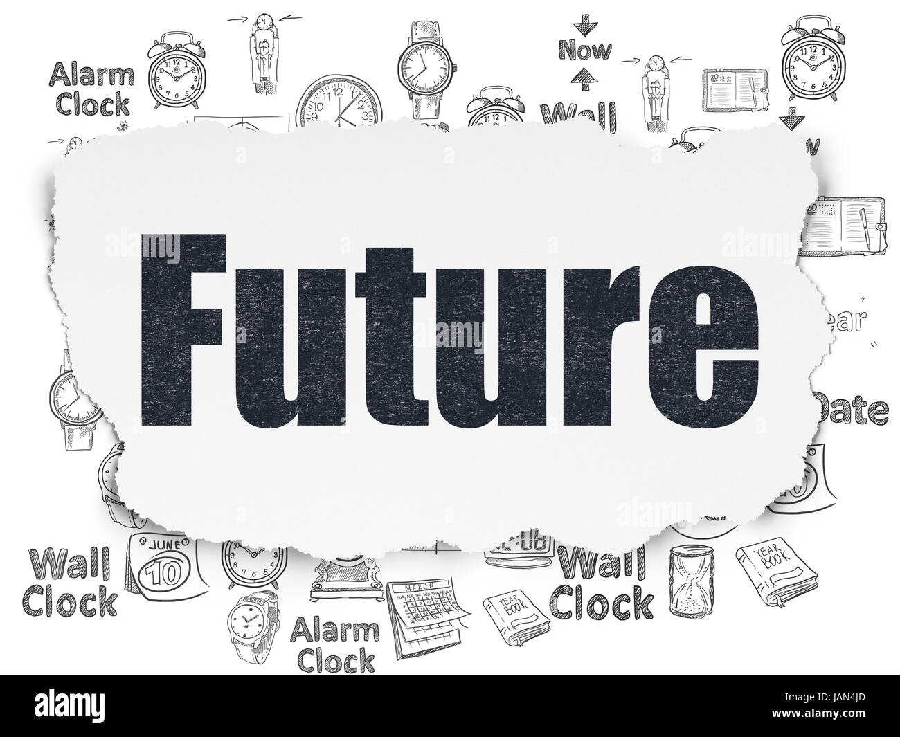 Timeline Concept Painted Black Text Future On Torn Paper Background