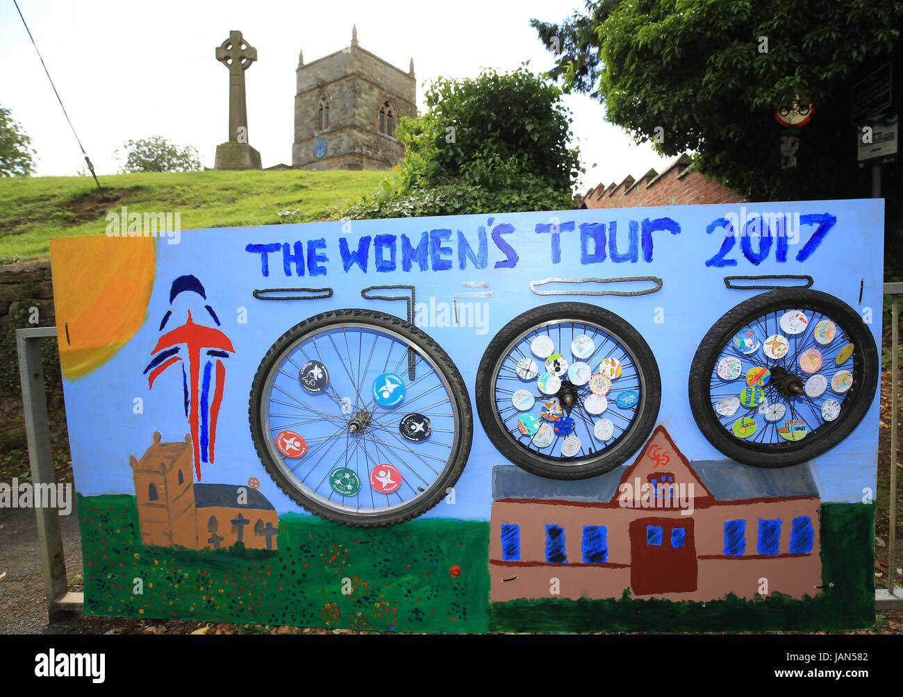 Children's painted sign outside Creaton Parish church during the Women ...