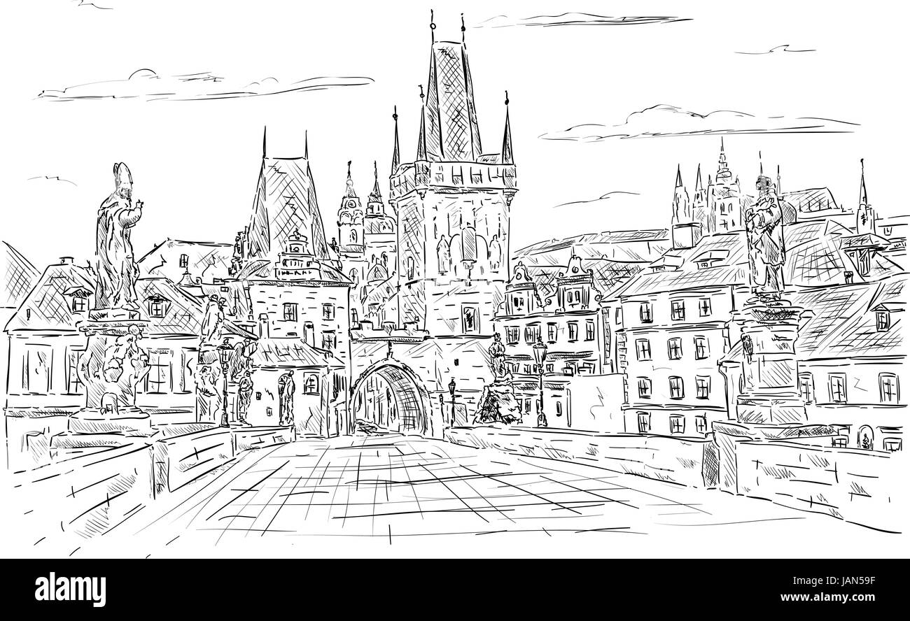 vector - Charles Bridge , Prague , Czech republic Stock Photo - Alamy