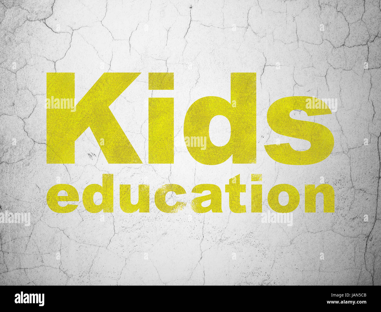 Learning concept: Yellow Kids Education on textured concrete wall ...