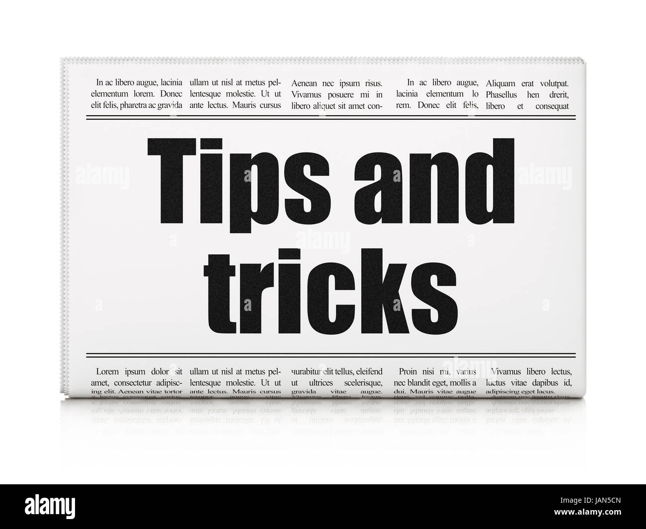 Education concept: newspaper headline Tips And Tricks on White ...