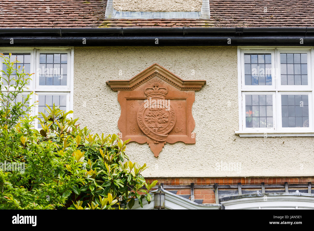 Logo of the Royal Horticultural Society on the exterior of the library ...