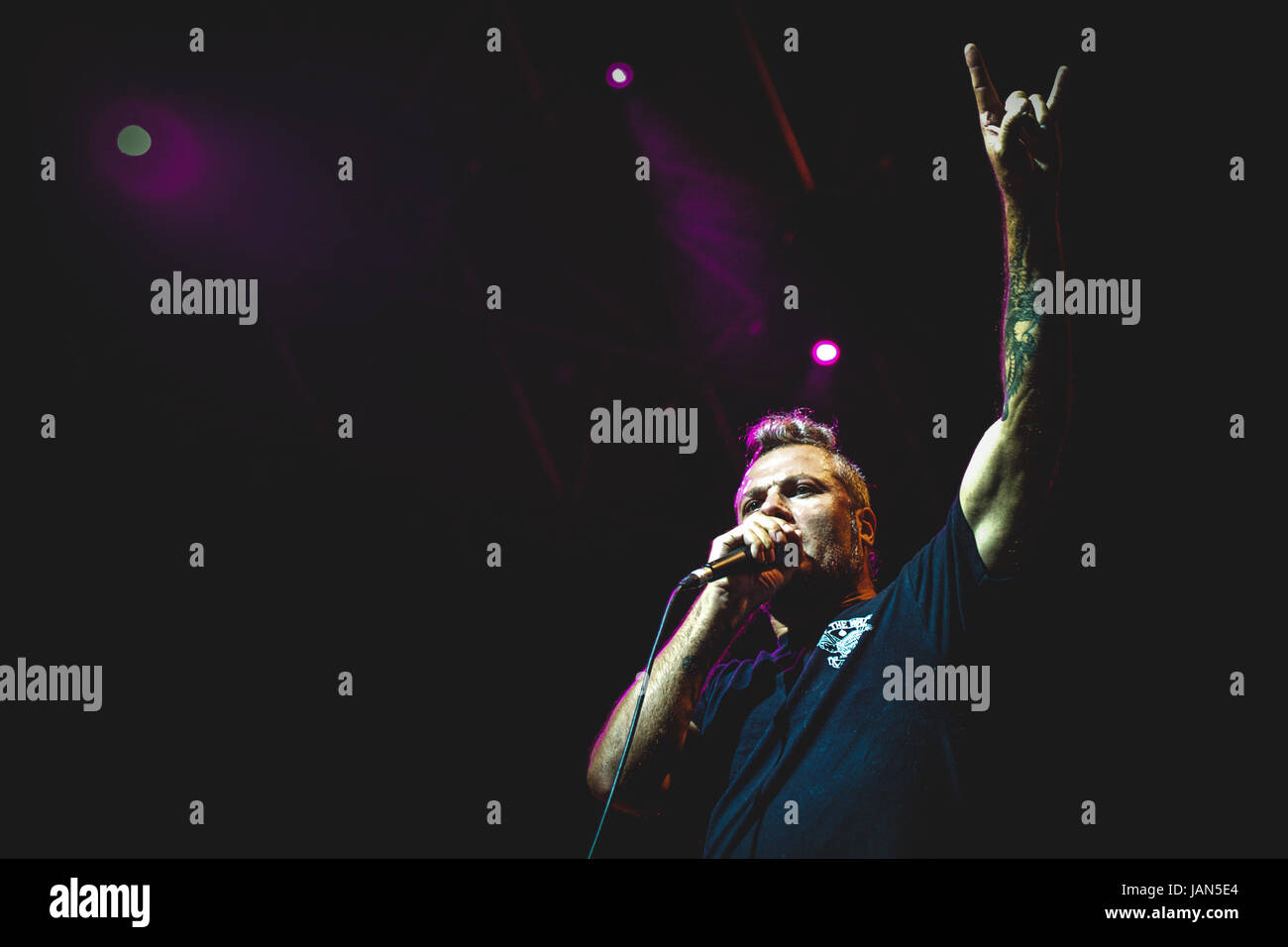 The Italian heavy metal band Extrema performing live on stage at the ...