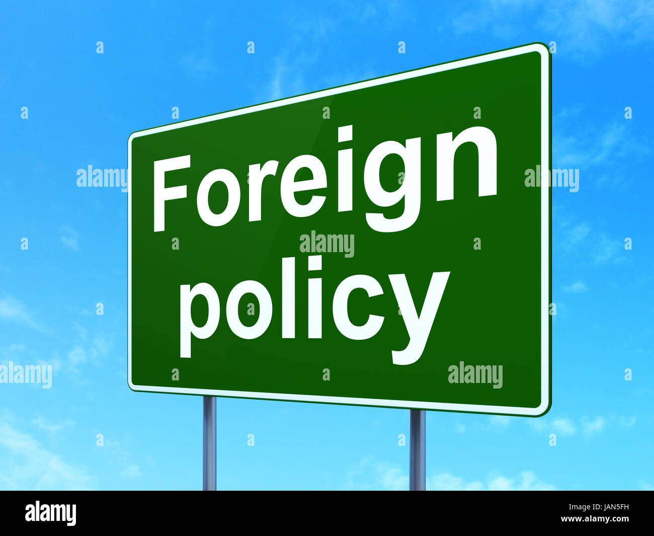 Political concept: Foreign Policy on green road highway sign, clear ...