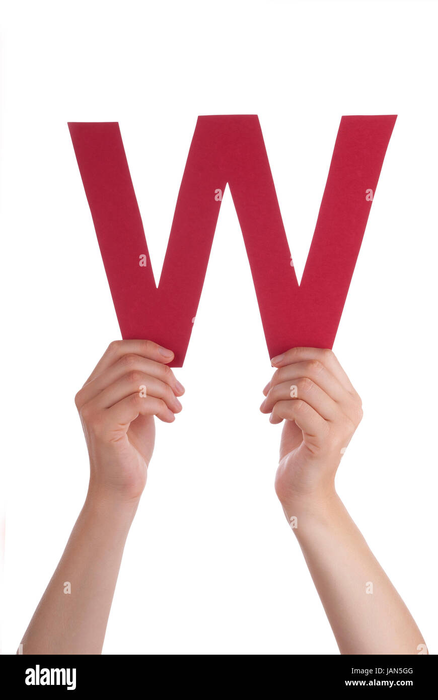 Two Hands Holding a Red W, Isolated Stock Photo - Alamy