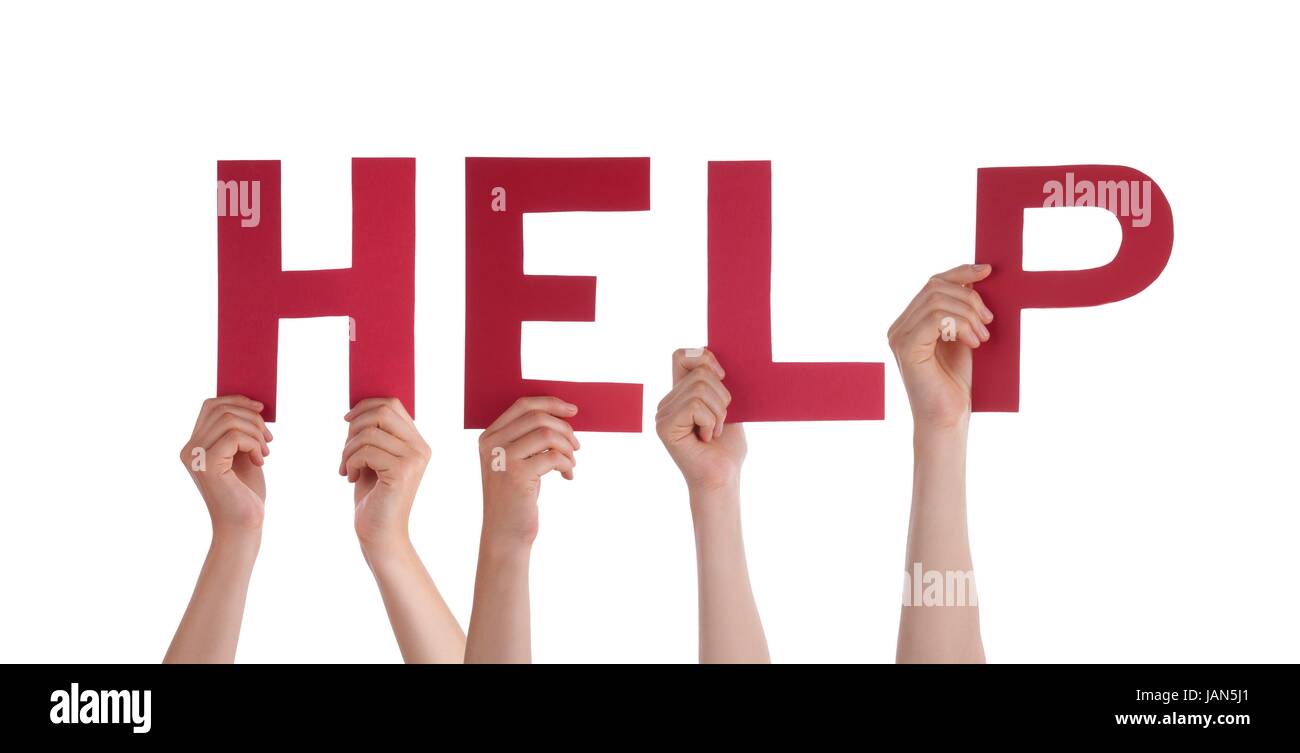 Many People Holding the Red Word Help, Isolated Stock Photo - Alamy