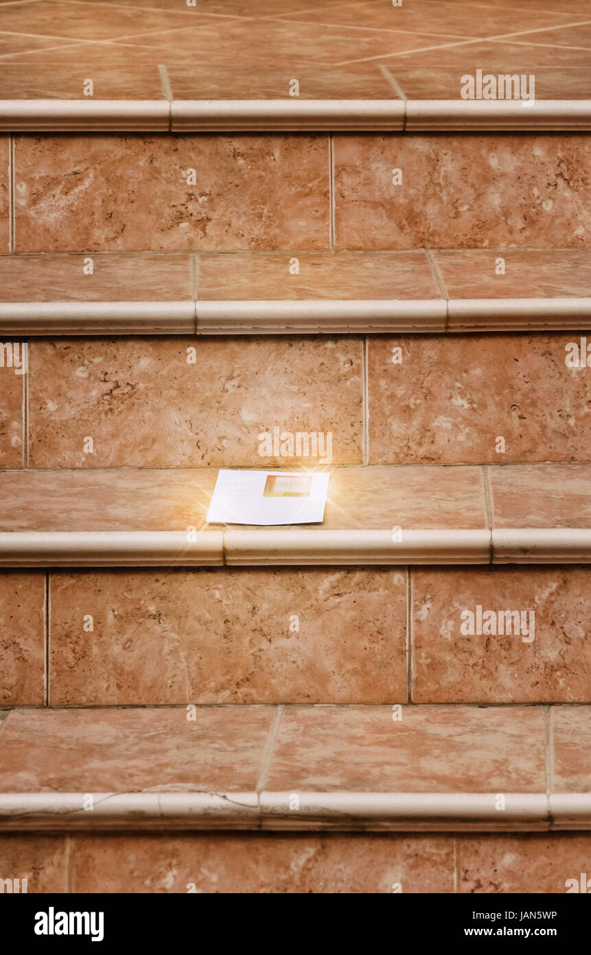 A Letter On The Steps Of Stair Stock Photo - Alamy