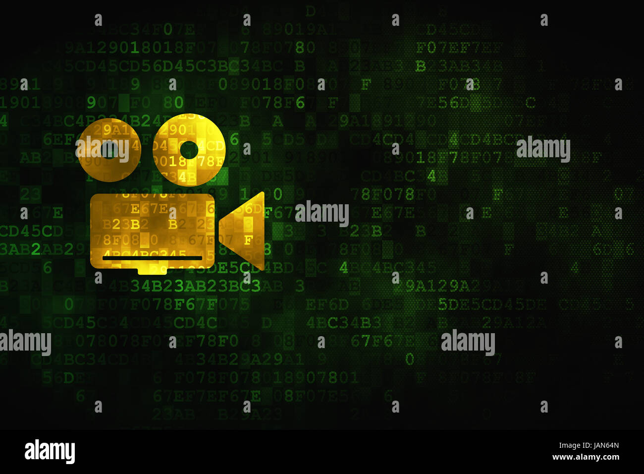 Tourism concept: pixelated Camera icon on digital background, empty ...