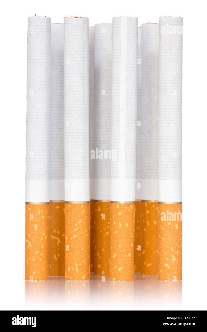 Cigarette sticks with reflection on white background Stock Photo - Alamy