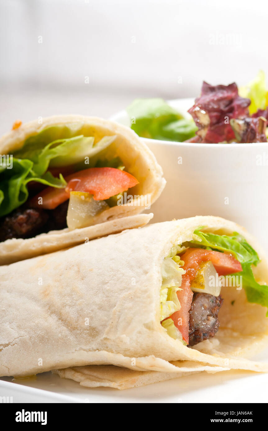 kafta shawarma chicken pita wrap roll sandwich traditional arab mid ...