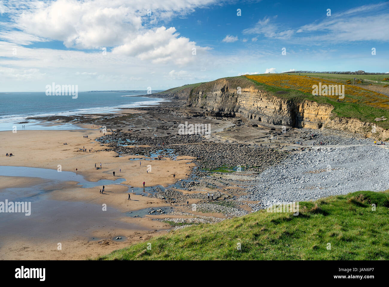 The beach at Dunraven bay at Southerndown on the south coast of Wales ...