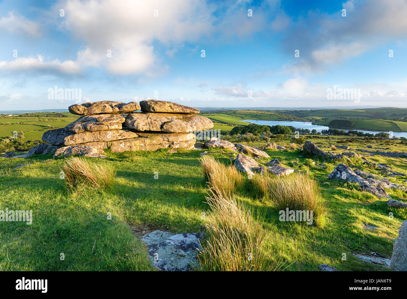 The view from the top of Tregarrick Tor which overlooks Siblyback Lake ...