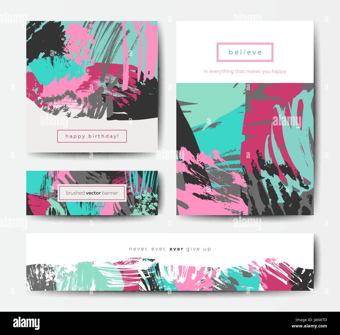 Modern brush vector postcard template Stock Vector Image & Art - Alamy