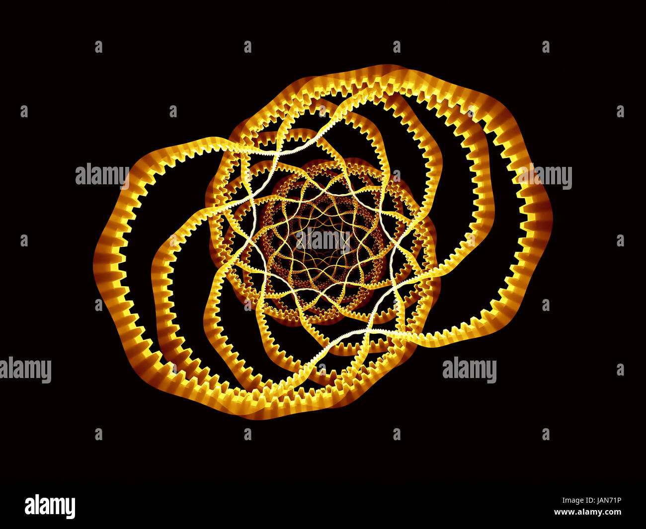 Golden Gears series. Background of golden fractal gear elements for ...