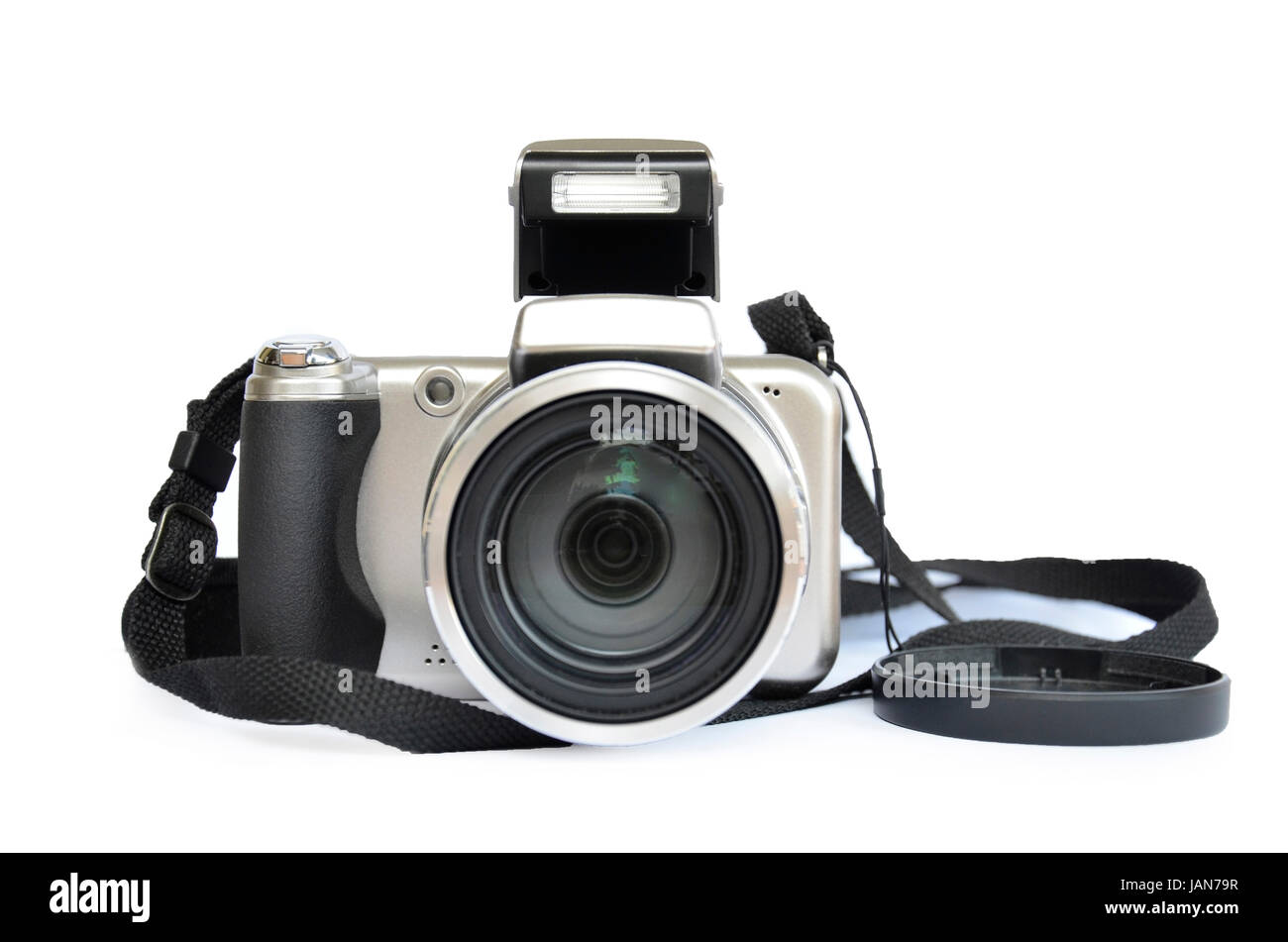 Grey camera isolated on a white background Stock Photo - Alamy