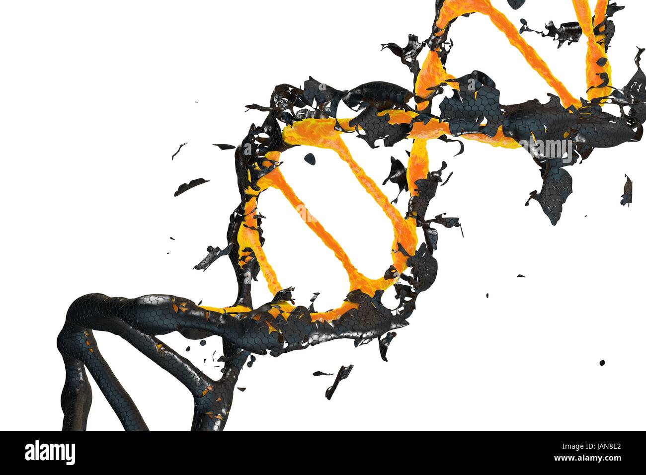 3d image: DNA molecule consists of the collapsing. Genetic mutation and ...