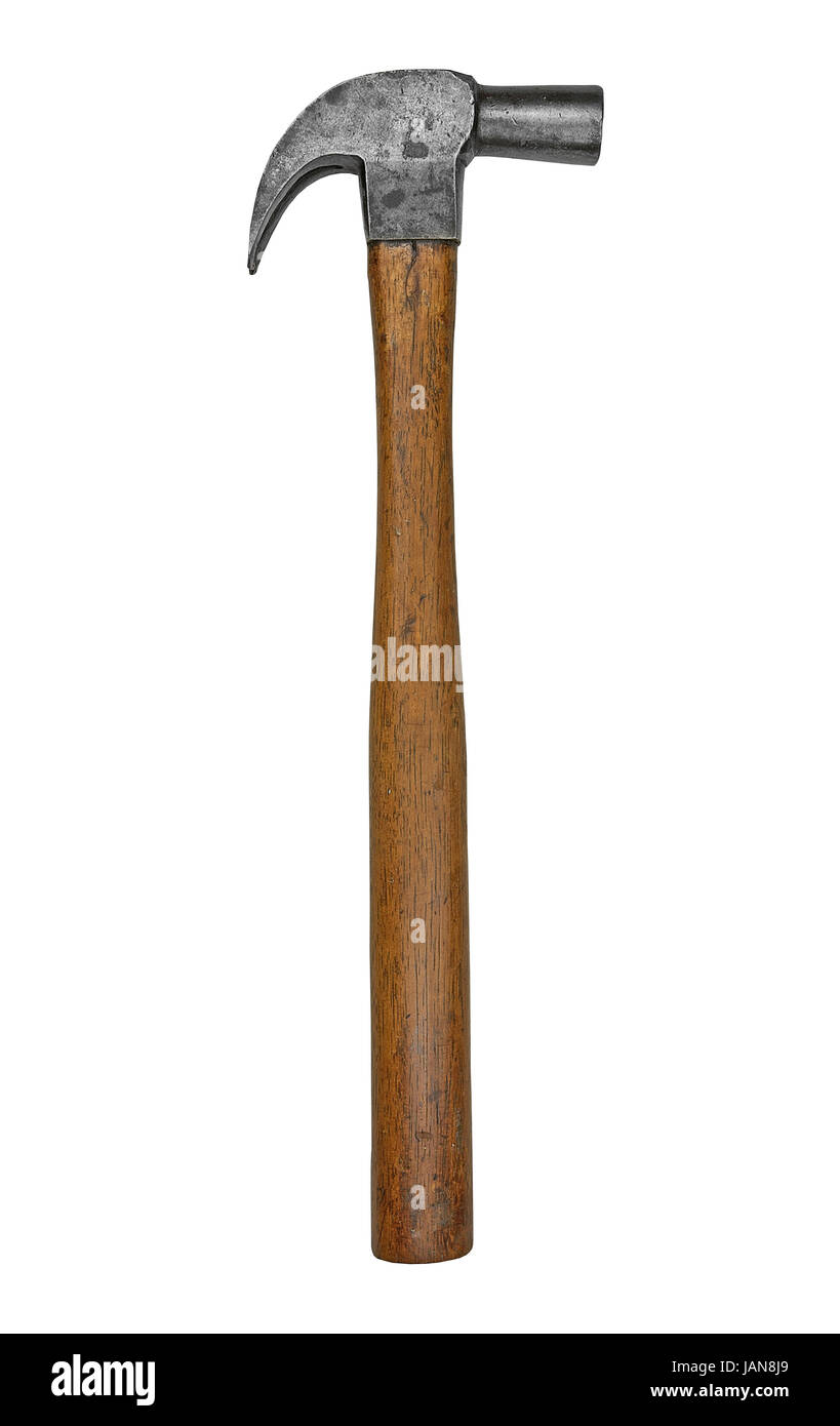 vintage carpenter hammer isolated over white background Stock Photo - Alamy