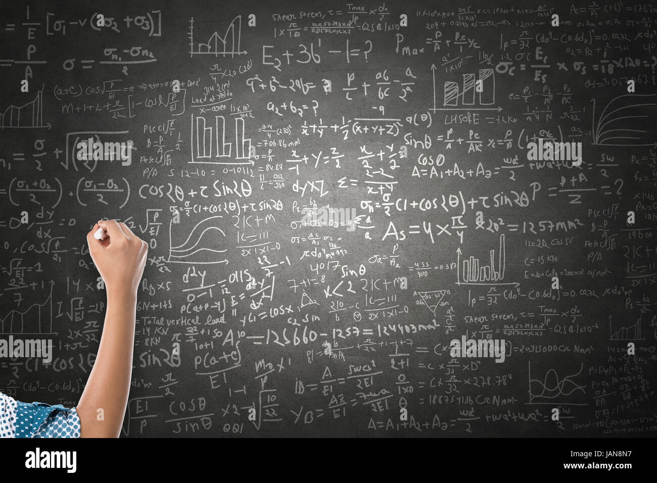 Women hand writing mathematical formulas on blackboard Stock Photo - Alamy