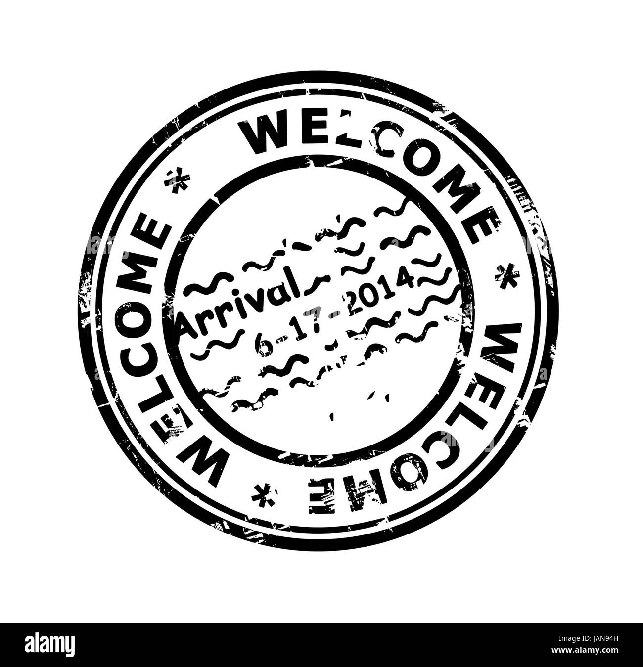 Passport arrival welcome stamp isolated on white background Stock Photo ...