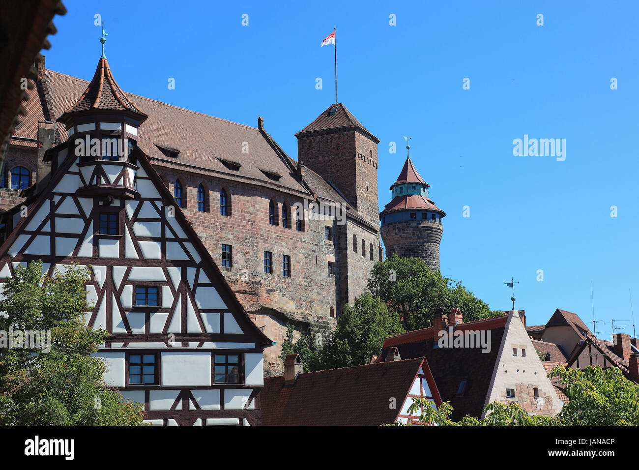 Nuremberg, view to the castle and the historic square ...