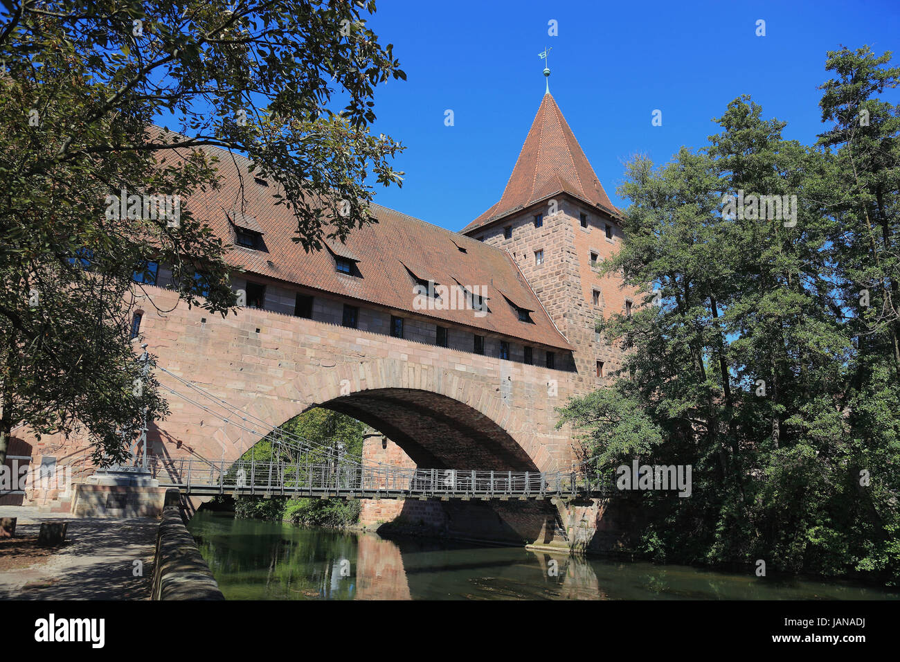 Nuremberg, Chain Bridge, Kettensteg, a pedestrian chain bridge in ...