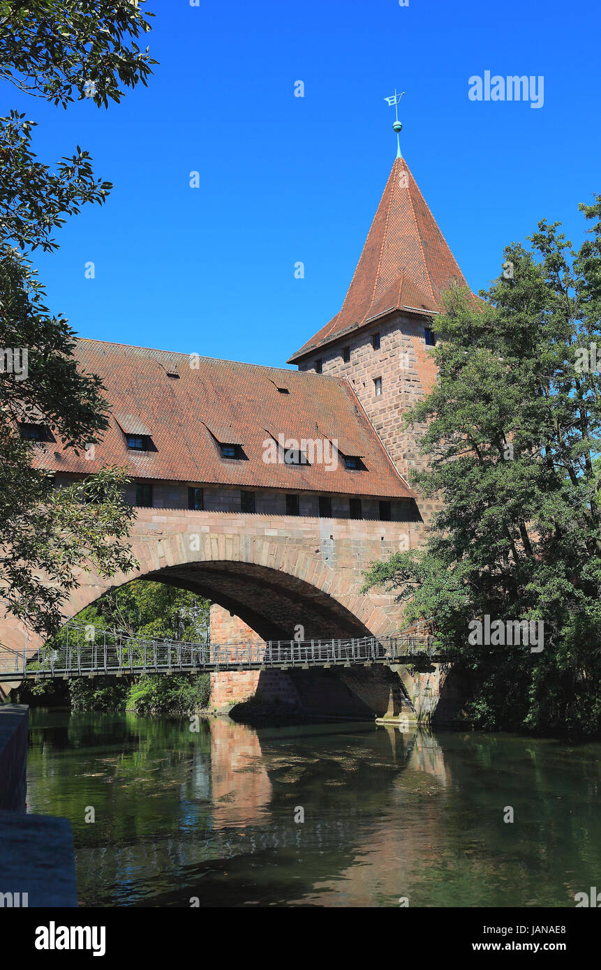 Nuremberg, Chain Bridge, Kettensteg, a pedestrian chain bridge in ...