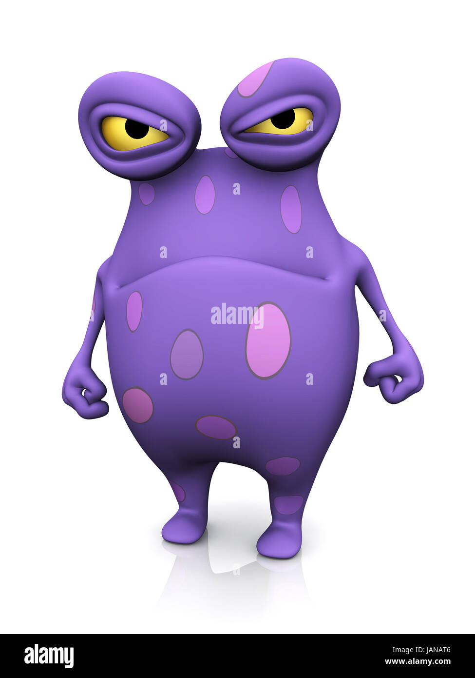 A cute charming cartoon monster looking very angry. The monster is ...