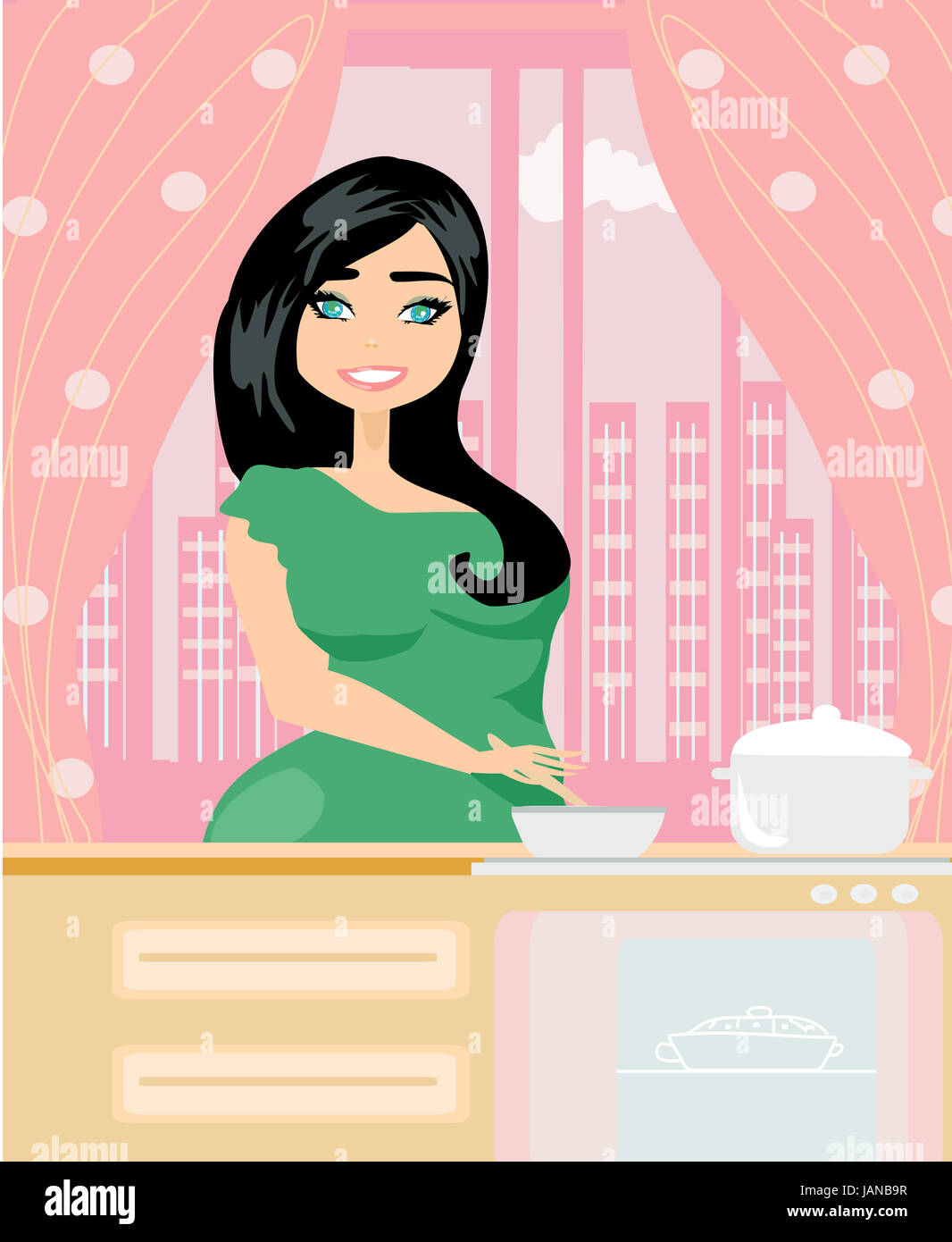 Beautiful chef lady cooking food dinner lunch hi-res stock photography ...