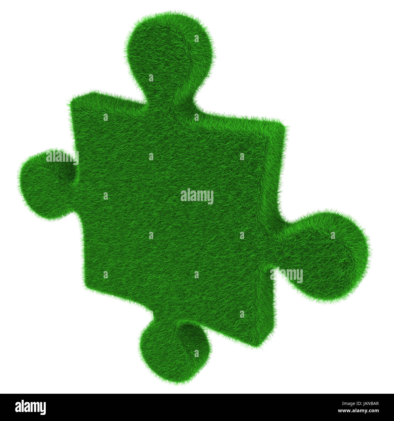 Green puzzle piece made of grass isolated on white background Stock ...