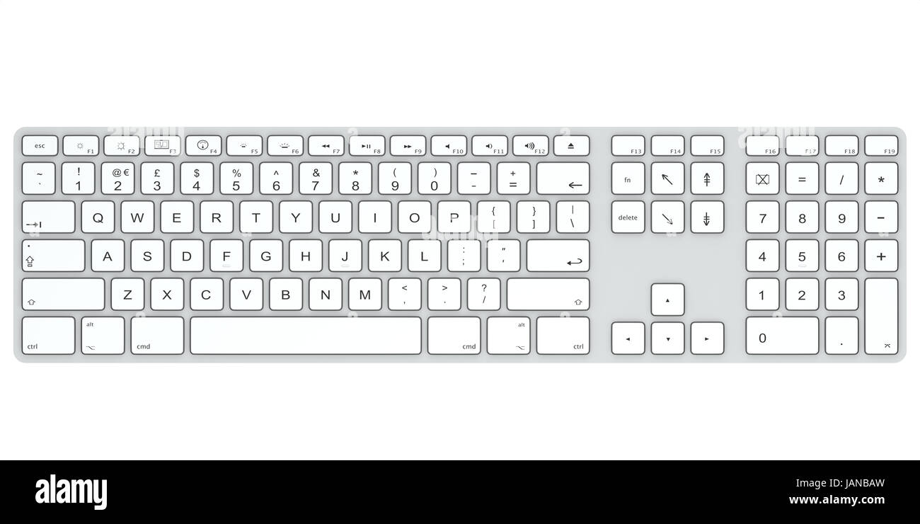 Computer keyboard isolated on white background. Top view Stock Photo ...