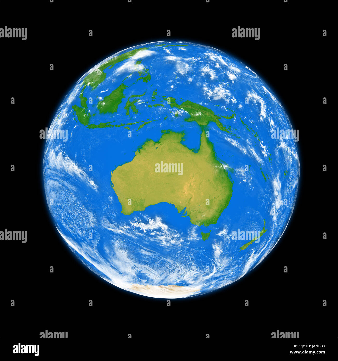 Australia on planet Earth isolated on black background. Elements of this image furnished by NASA ...