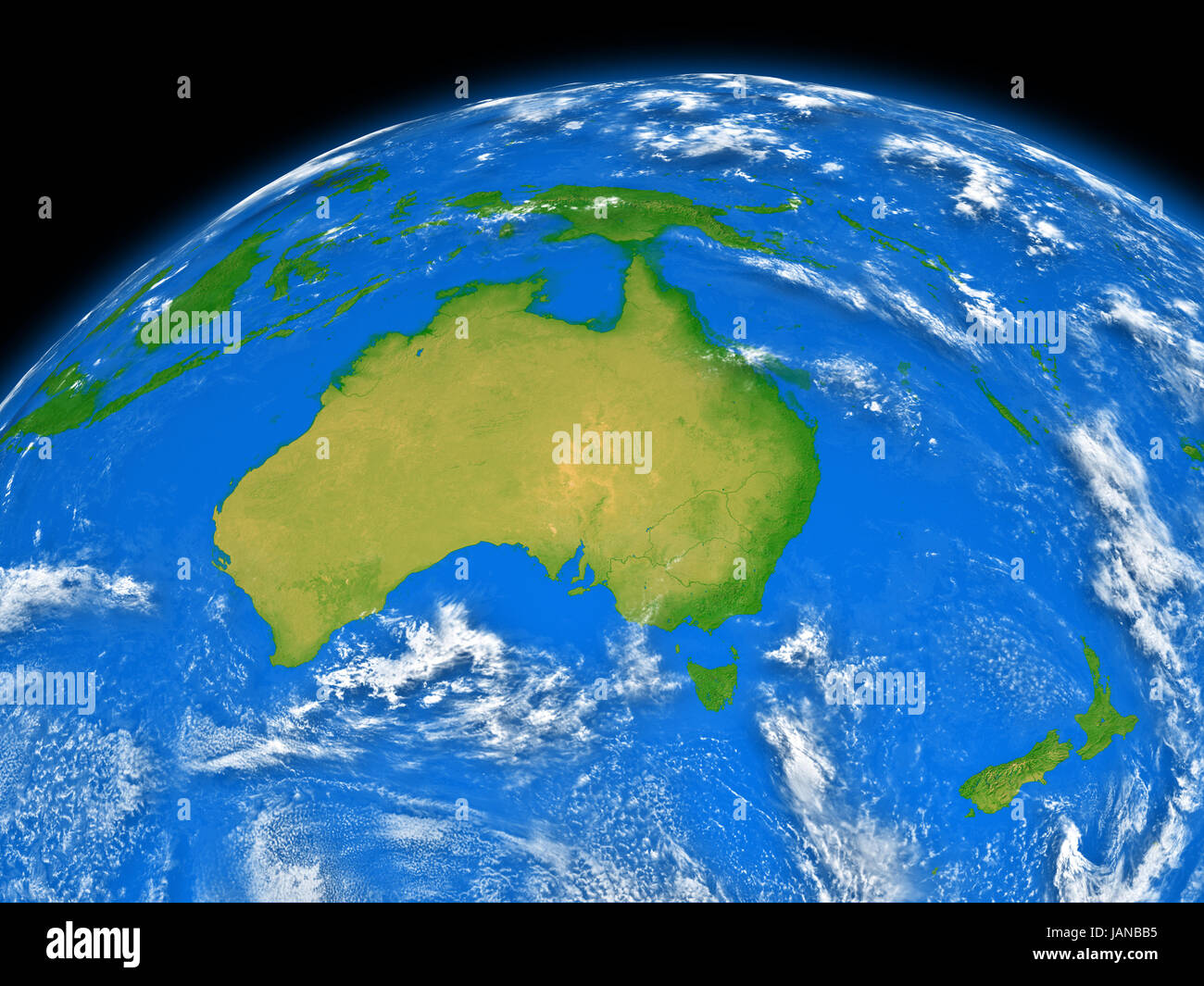 Australia on planet Earth isolated on black background. Elements of this image furnished by NASA ...