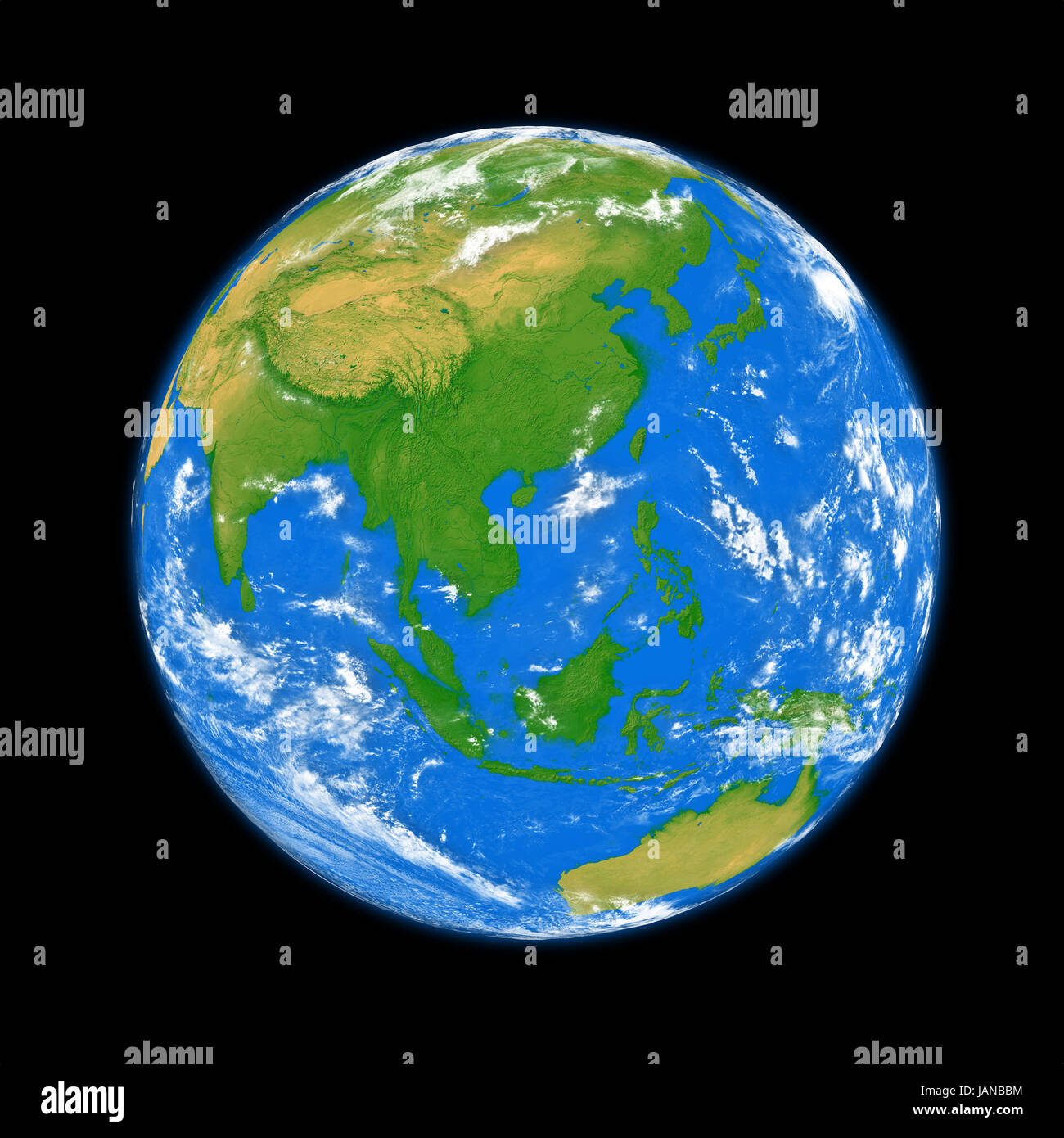 Southeast Asia on planet Earth isolated on black background. Elements ...