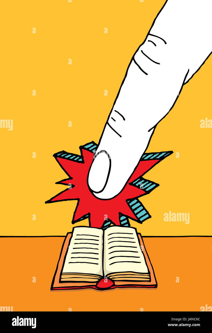 Huge finger pointing at the bible Stock Photo - Alamy