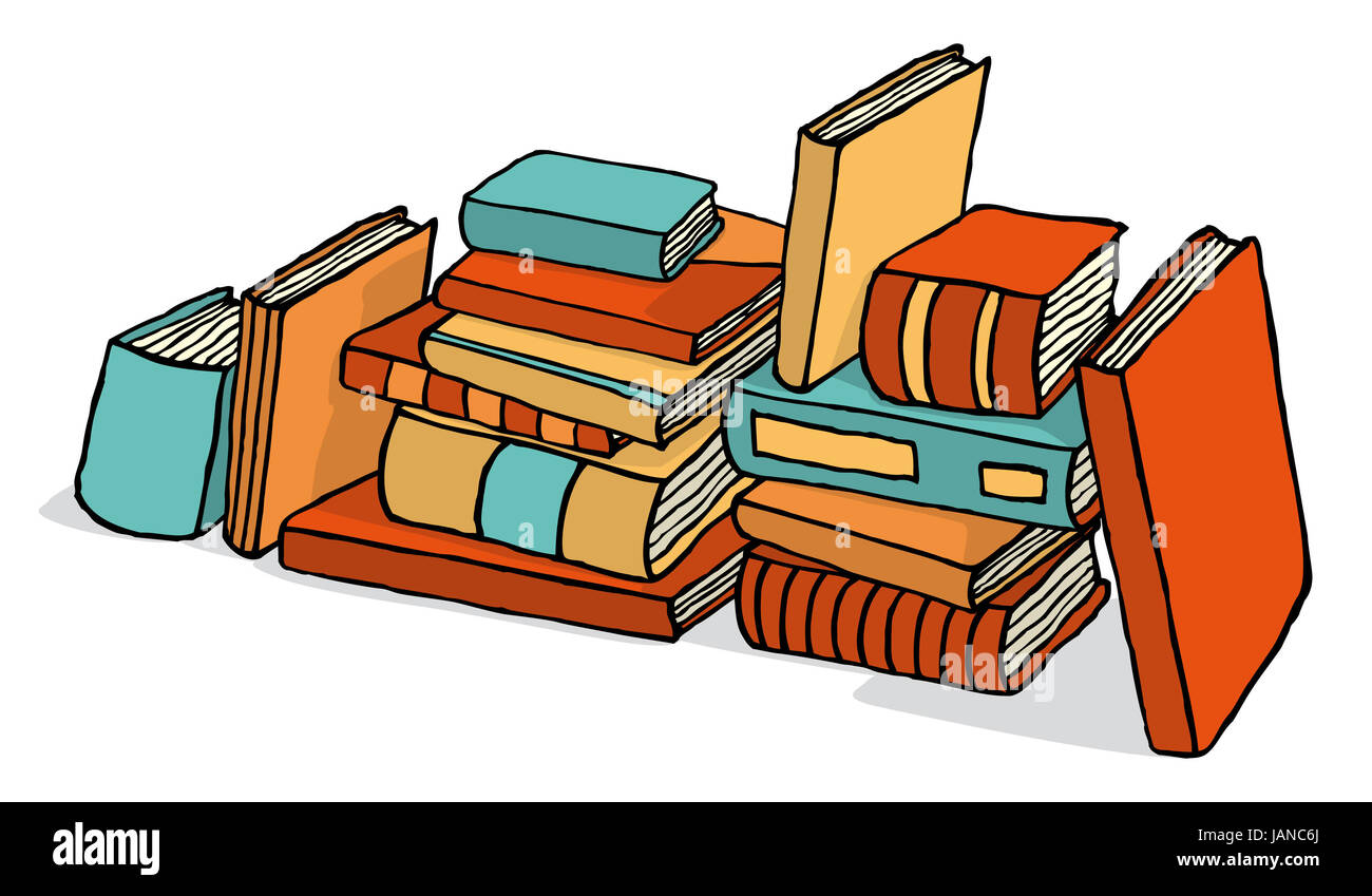Sketchy bunch of piled books Stock Photo - Alamy