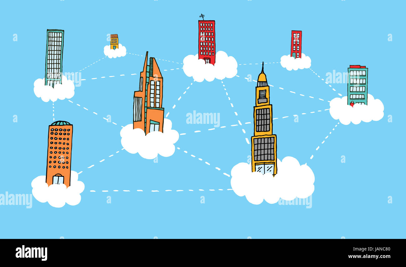 Building sky network on the clouds Stock Photo - Alamy