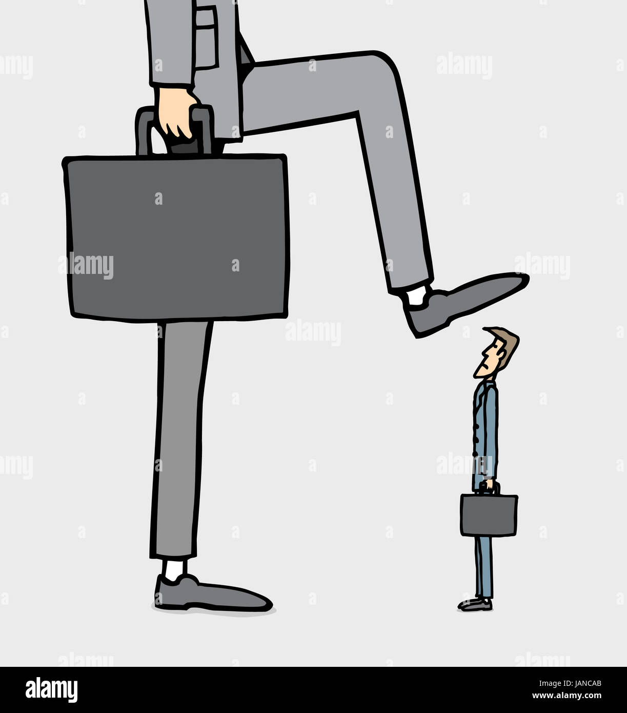 Giant businessman stepping on smaller one Stock Photo - Alamy