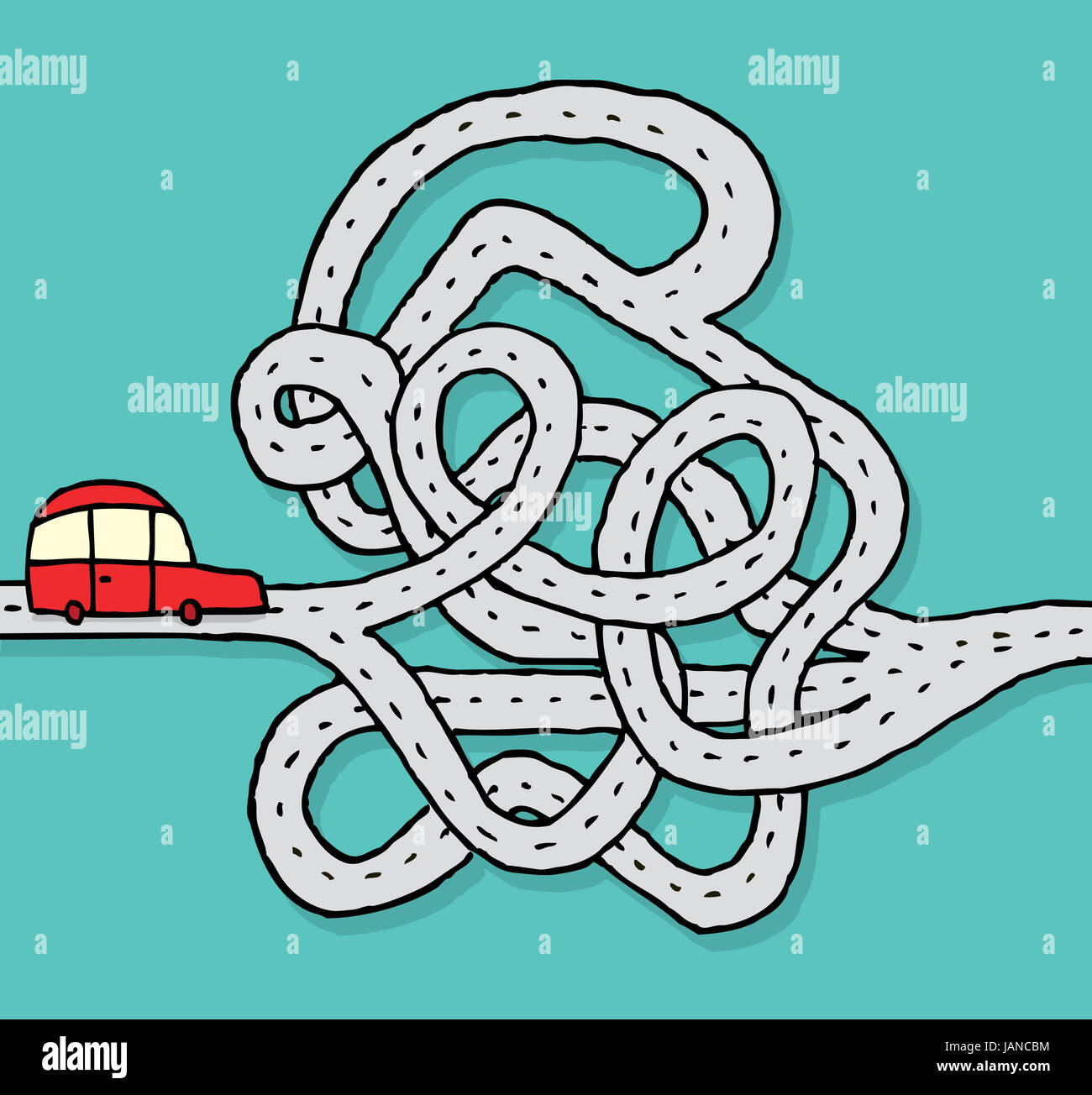 Car facing a chaotic highway / Problem Stock Photo - Alamy